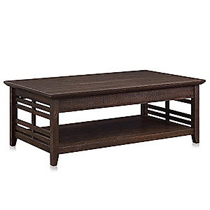 BELLEZE Modern Wood Coffee Table with Storage Shelf Two Tier Rectangular Stylish Decor for Living Room Conversation Leisure Occasions - 48 Inch - Norrell (Espresso)