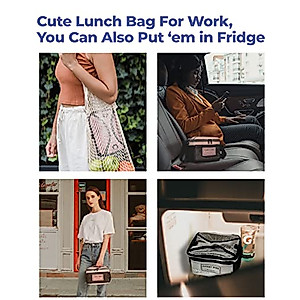 SUNNY BIRD Foldable Insulated Lunch Bag Leakproof Thermal Lunch Box for Women Men Teen with Shoulder Strap (Grapefruit Pink)