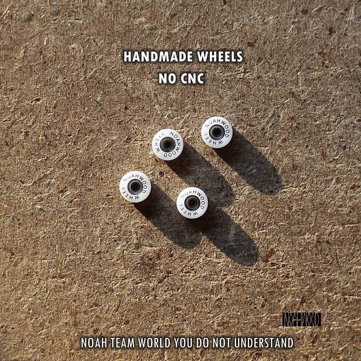 NOAHWOOD Wooden Fingerboard Complete Set (Noah Team 9S Short Nose Short Tail Deck) Hand Mould Made(+34mm Prince Silvery Trucks)(+NW Handmade PRO Wheels ii)(Brown)