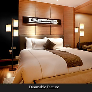 Brightech Liam Floor Lamp, Great Living Room Décor, Tall Tree Lamp for Offices, Asian Lantern Shade Lamp for Living Rooms, Standing Lamp with 3 LED Light Bulbs for Bedroom Reading - Bronze