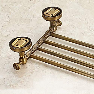 -Shelf Balcony Bathroom Towel Rail,Towel Rack Towel Rack,Wall-Mounted Brass Bathroom Kitchen Towel Rack Holder with Extra Long 4 Bars Sweat Towel Holder