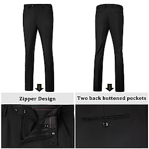 Men's Suits Slim Fit 2 Piece Black Suits Tux Regular Fit for Men Wedding Suit Prom Homecoming Outfits Dress Blazer Pants Set Size M