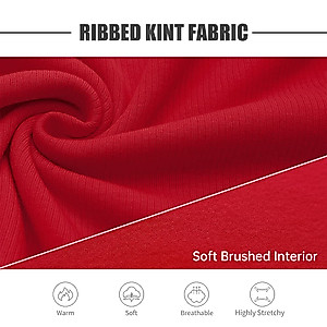 Mock Turtleneck for Men Thermal(Red,XL)