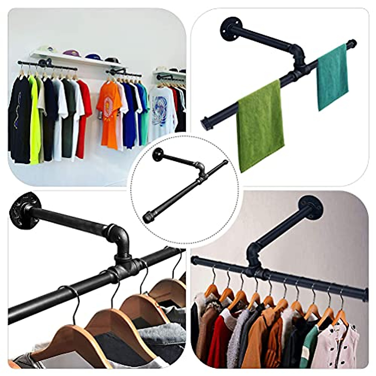 DOITOOL Clothes Rack Clothes Rack Multi- Clothes Rack Industrial Pipe Wall Mounted Garment Rack for Home Closet Rack Closet Rod
