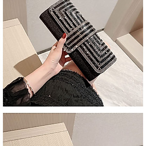 Women Evening Rhinestone Bags,Wedding Cocktail Prom Clutches Party Sparkling Rhinestone Purse (Black)