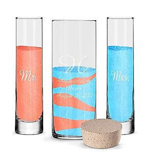 Personalized Monogram Unity Sand Ceremony Set, Wedding Accessories for Reception and Ceremony Unity Set, Sand Ceremony Kit for Wedding, Blended Family Unity Set, Cylinder Set w/Cork