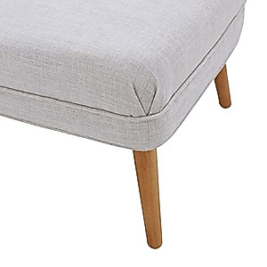 GDFStudio Dumont Mid-Century Modern Fabric Settee, Beige and Natural