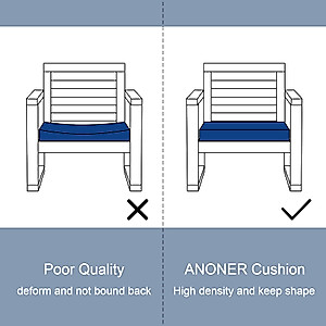ANONER Outdoor Cushions Set for Patio Furniture 24x24x5 Replacement Deep Seat Patio Chair Cushions with Reversible Cover, Navy Blue
