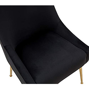 Limari Home Lombardo Collection Modern Style Velvet Upholstered Dining Chair with Back Handle (Set of 2), Black, Gold