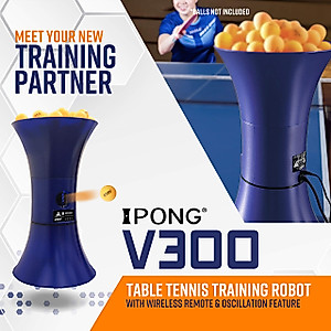 iPong V300 Table Tennis Training Robot - Serves 40mm Regulation Ping Pong Balls Automatically - Play Solo w/o Playback Mode on your Ping Pong Table - Various Models Available, Size 19 , Blue