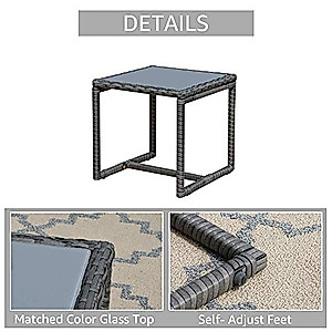 Patiorama 3 Pieces Outdoor Patio Furniture Set, Outdoor Wicker Conversation Set, Patio Rattan Chair Set, Modern Bistro Set with Coffee Table, Garden Balcony Backyard Poolside (Light Gray)