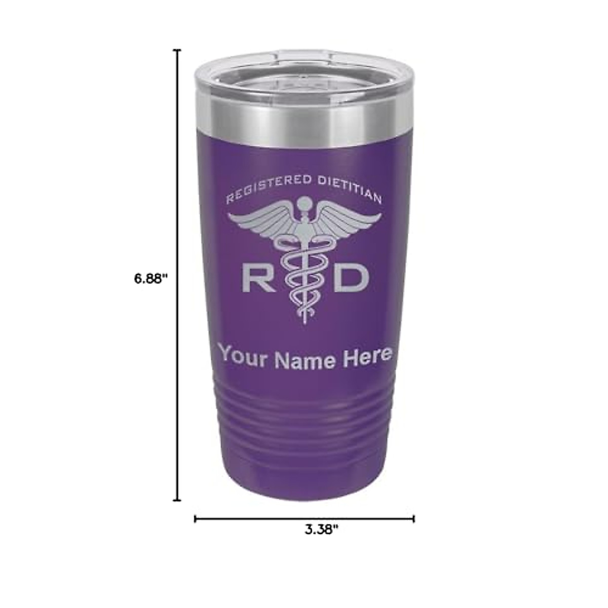 LaserGram 20oz Vacuum Insulated Tumbler Mug, RD Registered Dietitian, Personalized Engraving Included (Dark Purple)