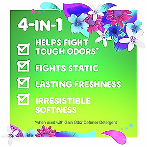 Gain + Odor Defense Fabric Softener Dryer Sheets, Super Fresh Blast Scent, 120 ct