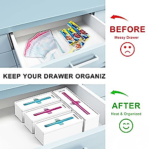 4 Pack Ziplock Bag Storage Organizer for Kitchen Drawer, DXWHYX Premium PP Plastic Ziplock Kitchen Drawer Organizer Dispenser Compatible with Ziploc, Solimo, Glad, Hefty for Gallon, Quart, Sandwich & Snack Variety Size Ziplock Bags
