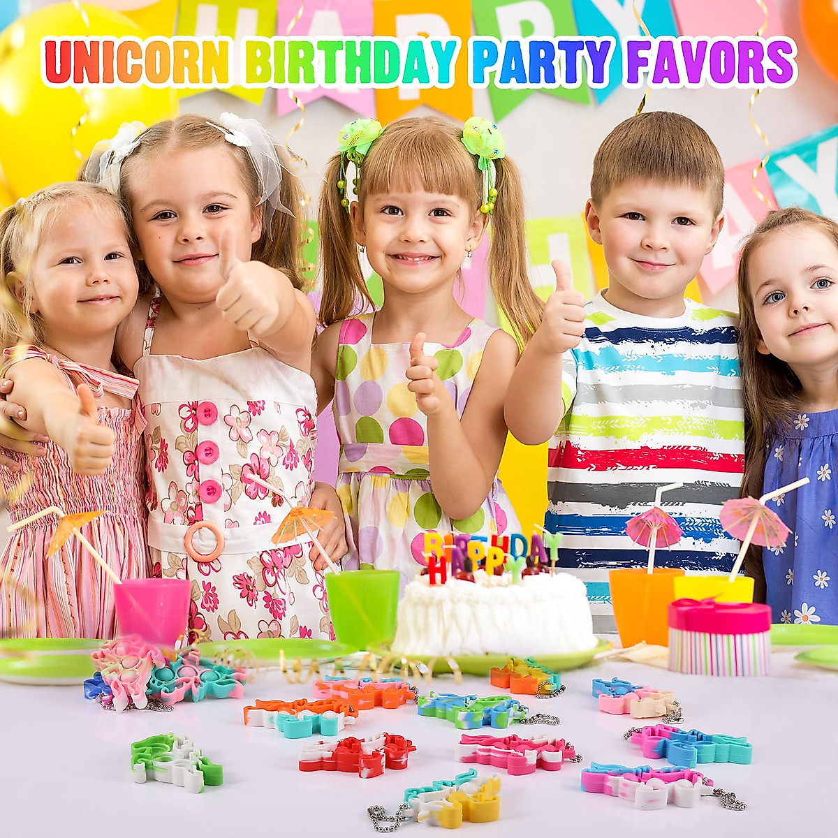 Unicorn Party Favors for Kids Goodie Bags Stuffers Pop Fidget Toys Bulk Its,32 Pack Unicorn Toys Pinata Stuffers Birthday Party Favors 4-8,8-12 Bubbles Small Kids Mini Classroom Prizes Pop keychain It