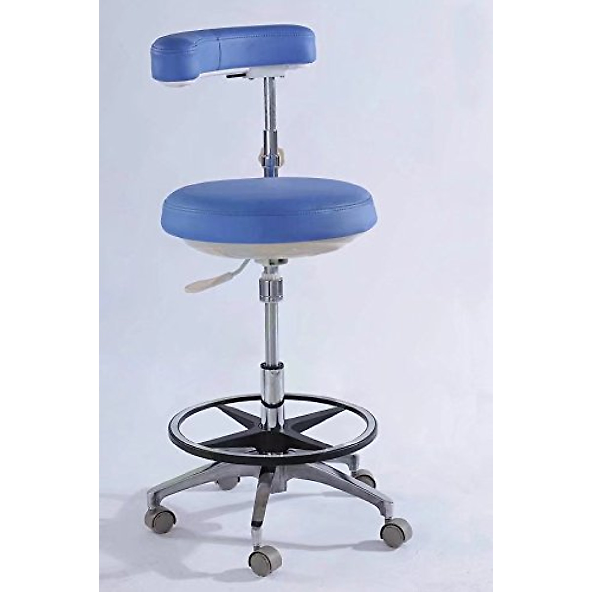 Dental Assistant Stool Nurse Chair Height Adjustable with Armrest Micro Fiber Leather