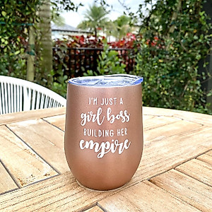 Rock and Llama I'm Just A Girl Boss Building Her Empire Wine Glass Tumbler Cup Boss Lady Gifts Boss Babe Coffee Mug