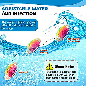 Enhon Light up Swimming Pool Football, 9.6 Inch Glow in The Dark Football, Waterproof Rainbow Football for Under Water Passing Dribbling, Pool Water Diving Ball Game Toys for Teens Adults