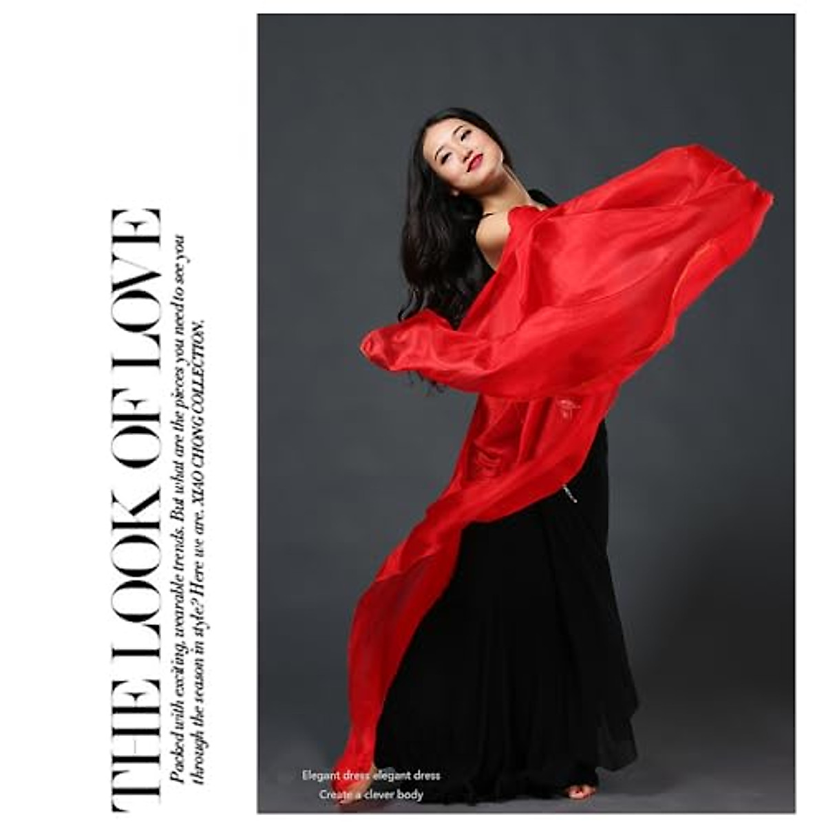 Nimiman Women 100% Real Silk Belly Dance Veils Dancing Hand Scarves Gradual Color Adult Size (Red)