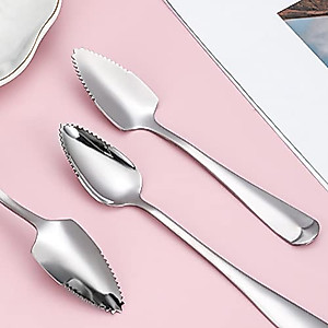 2 Pack Grapefruit Spoon Stainless Steel Fruit Spoon with Serrated Edge Long Handle with Non-stick Coating for Fruit Dessert Stirring Spoon