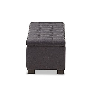 Baxton Studio Orillia Modern and Contemporary Dark Grey Fabric Upholstered Grid-Tufting Storage Ottoman Bench
