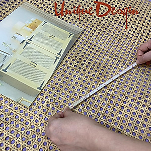 16" Width Rattan Cane Webbing Roll 12 Feet Length Hexagon Weave Pre-Woven Cane Mesh Net Open Weave Wicker Rattan Sheet Furniture, Chair, Cabinet, Ceiling (12 FEET)