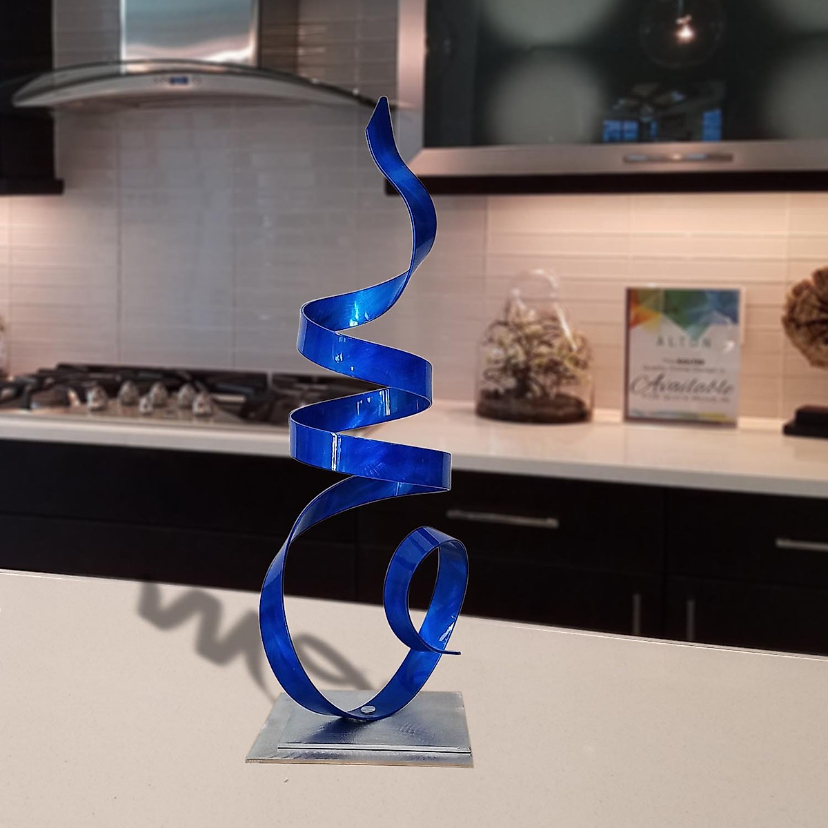 Statements2000 Modern Metal Centerpiece, Abstract Garden Decor, Contemporary Table Top Accent Sculpture - Blue Sea Breeze Accent by Jon Allen - 18"