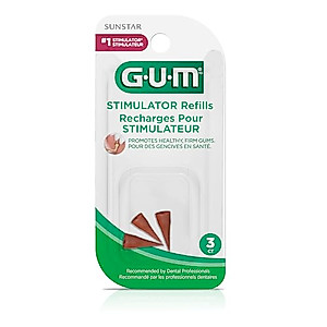 GUM Stimulator Refills - 3 Rubber Tips Included - Compatible with The Stimulator Permanent Handle - Massager, Plaque Removal Health,3ct, 1pk