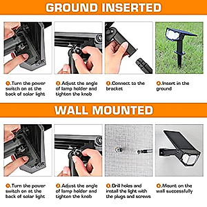 EverBrite 30 LEDs Solar Landscape Spotlights Outdoor, IP67 Waterproof Solar Powered Garden Lights, 2-in-1 Solar Outdoor Lights, 4 Modes Decorative Path Lights for Yard Porch Driveway, 2 Pack