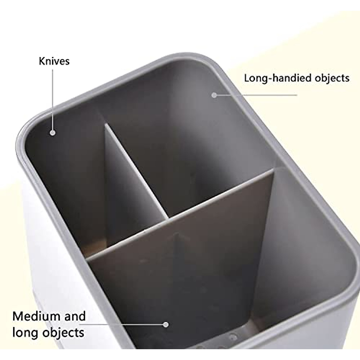 Utensil Holder, Kitchen Utensil Organizer Sponge Holder, Kitchen Sink Caddy with Drain Tray for Chopsticks, Spoon, Fork, Brush (Gray)