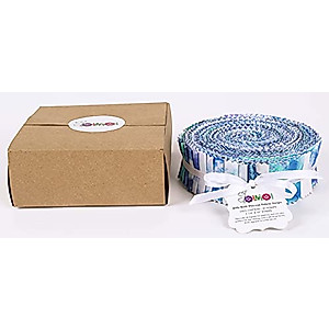 Soimoi 40Pcs Tie Dye Print Precut Fabrics Strips Roll Up 1.5x42inches Cotton Jelly Rolls for Quilting - Blue