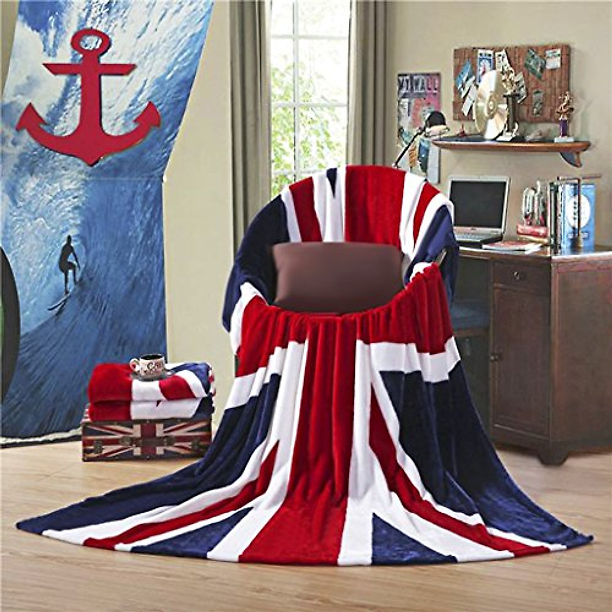 59"x79" British Flag Bed Sofa Blanket Couch Cover Luxury Super Soft Flannel Warm Plush Fleece Bed Throw Quilt Blanket Bedspread for Couch Sofa Bed Car Travel Bedding Blankets Machine Washable