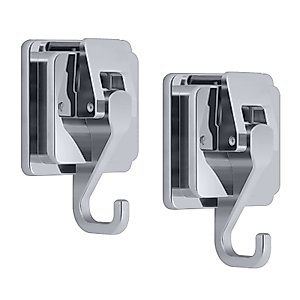YSSILADI Vacuum Square Suction Cup Hooks 2 Pack Electroplated Matte Black Hooks, Waterproof and Antioxidant, Easy to Install, Reusable, Wide Range of Applications (2pack, Square Silver)