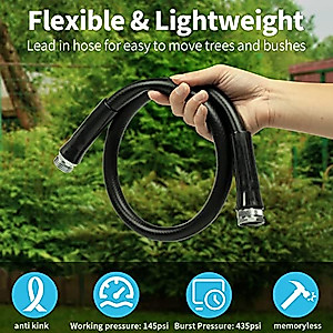 TEKIIOO Short Garden Hose 3ft x 5/8", Garden Lead-In Hose, Heavy Duty, Anti-Kink, Flexible, No-Leaking, MALE to Female, Black