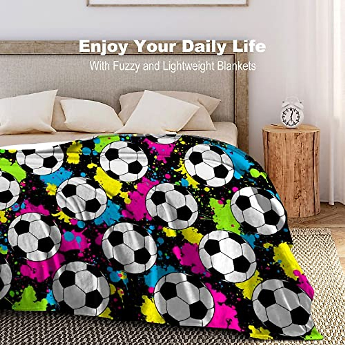 Soccer Blanket Super Soft Flannel Blankets and Throws Outdoor Football for Bedding Boys Girls Adults Gifts 50"X40"
