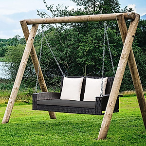 PATIOASIS Outdoor Loveseat Cushion 54" W x 18" D x 3" H Deep Seat Bench Indoor Cushions with Adjustable Staps and Handle Lawn Furniture Cushions Clearance Gray