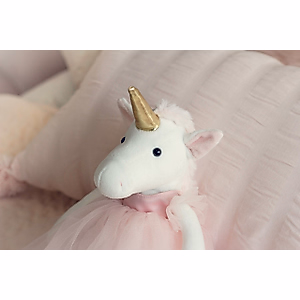 Inspired by Jewel Ella The Unicorn Premium Quality Stuffed White Unicorn Plush Doll with Golden Horn, Hooves & Flowing Pink Mane & Soft Tail | Playable Toy with Movable Legs with Huggable Arms