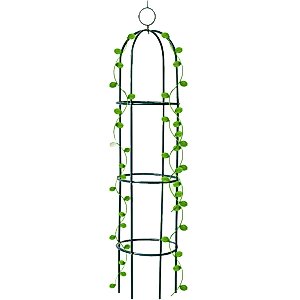Tower Obelisk Garden Trellis 100% Metal 6.3 Feet Tall Plant Support for Climbing Vines and Flowers Stands,Black Green Lightweight Plant Tower