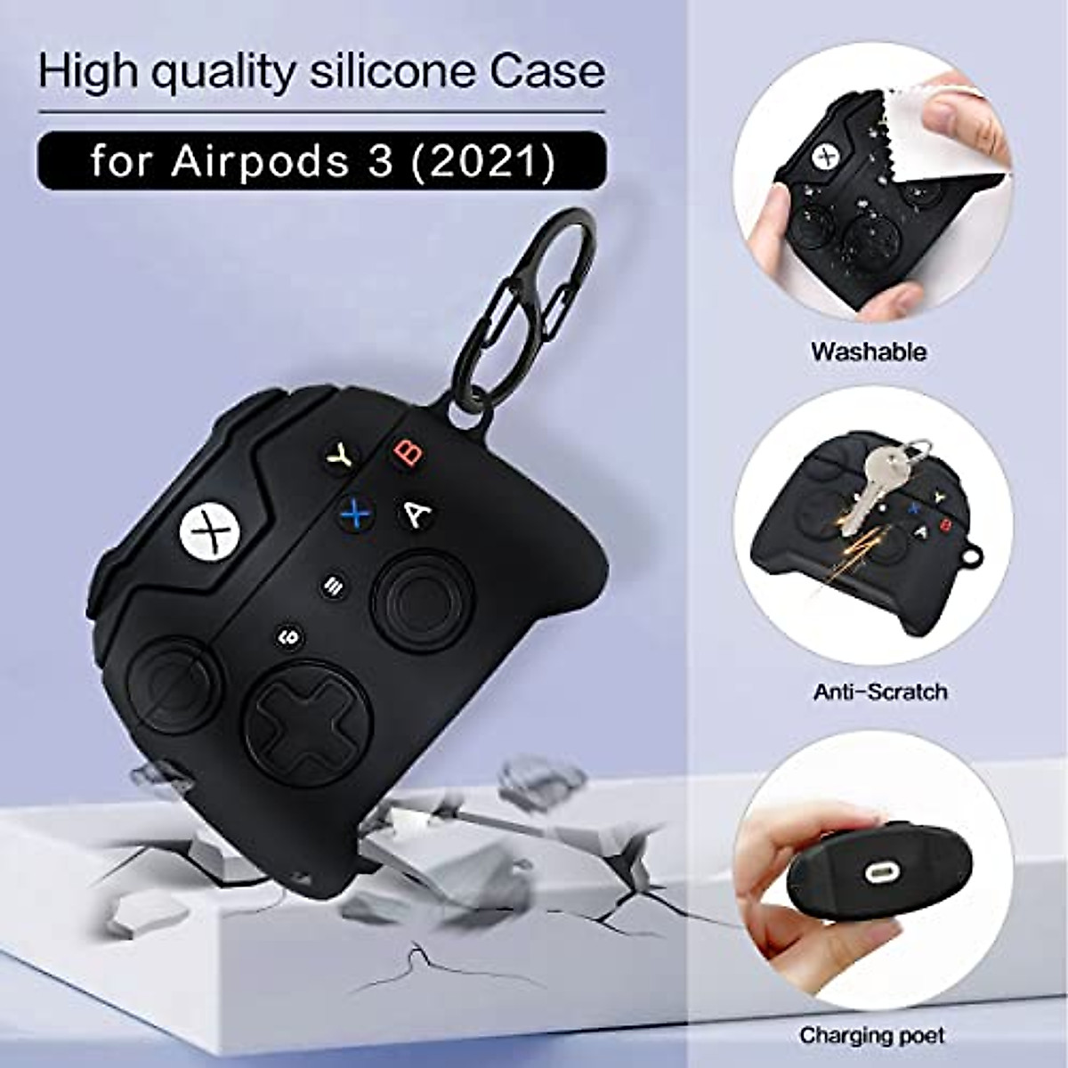 [2Pack] Game Controller Airpods 3 Case, 3D Cute Fashion Cool Design Airpod 3 Cover, Unique Stylish Funny Protective Skin Accessories Airpods 3rd Gen Silicone Case for Kids Boys Girls Teen