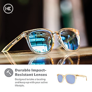 Knockaround Paso Robles Polarized Sunglasses For Men & Women, Full UV400 Protection, Glossy Peach Frames/Blue Snow Opal Lenses