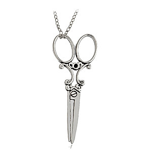 Meiligo® Fashion Woman Hairdresser Scissors Comb Stylist Pendant Chain Necklace (Silver-2)