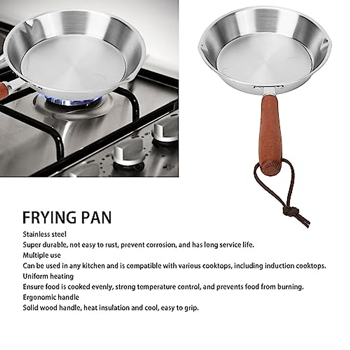 Egg Pan, Non Stick Frying Pan Stainless Steel Frying Pan Non Stick Egg Pan Fry Pan for Household Restaurant Induction Cooker (12CM)