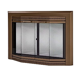 Pleasant Hearth Gavin Medium Black Fireplace Glass Door Screen