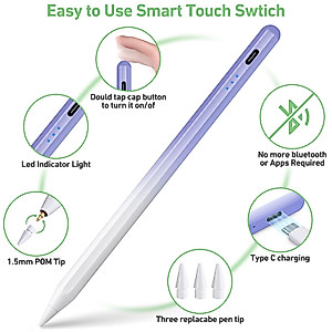 Stylus Pen for iPad 2018-2023, Magnetic Pen for Ipad, Apple Pen,Tilt Sensor & Palm Rejection,Compatible with iPad 6-10,iPad Mini 5/6,iPad Air 3-5,iPad Pro 11"/12.9"