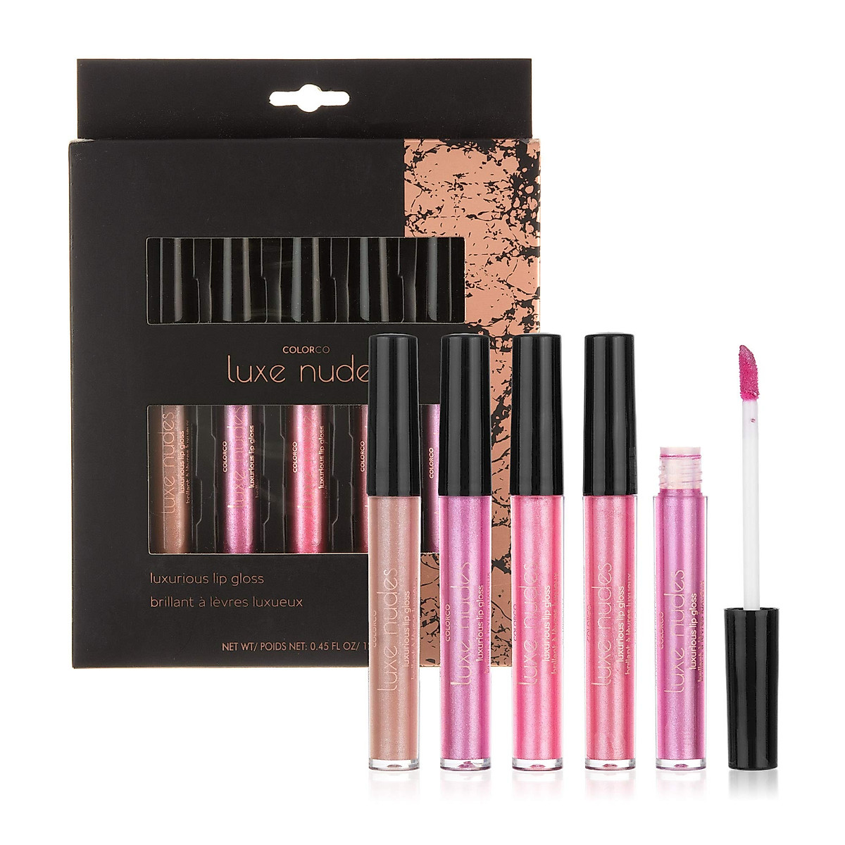 COLORCO Expressions by Almar LUXE NUDES Luxurious Lip Gloss Collection - Set of 5 Lip Glosses Metallic Finish