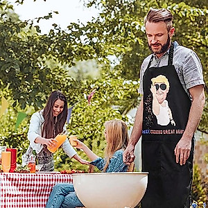 Funny Apron for Men, 100% Cotton Canvas BBQ Aprons with Pockets Adjustable Neck Strap for Grilling, Cooking, Chef, Kitchen, Funny Gifts for Dad, Husband, Boyfriend, Brother - Black