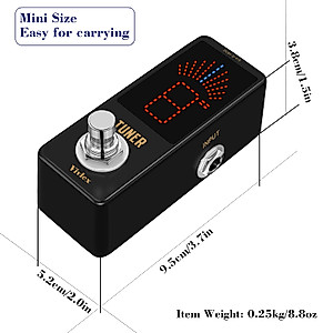 Vivlex Chromatic Tuner Pedal HD LED Display Mini Tuning Pedal for Guitar and Bass High Precision Full Metal Shell with True Bypass