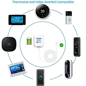 24VAC1A Video Doorbell Power Adapter - 26.5feet Extension Cable, AC110-120V to AC 24 for Eufy, Wyze, Ring, Nest, Ecobee, Sensi, Honeywell Thermostats, Arlo Wireless Video doorbell Transformer(White)