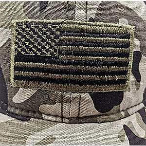 MANMESH HATT American Flag Embroidered Hat, Adjustable Washed Distressed Camo Baseball Cap for Men Women (American Flag Camouflage Green, one Size)