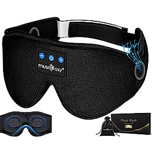 MUSICOZY Sleep Headphones Bluetooth Sleep Mask 3D Wireless Music Sleeping Headphones Headband Eye Mask Sleep Earbuds for Side Sleepers Mom Men Women with Speakers Cool Tech Gadgets Gifts
